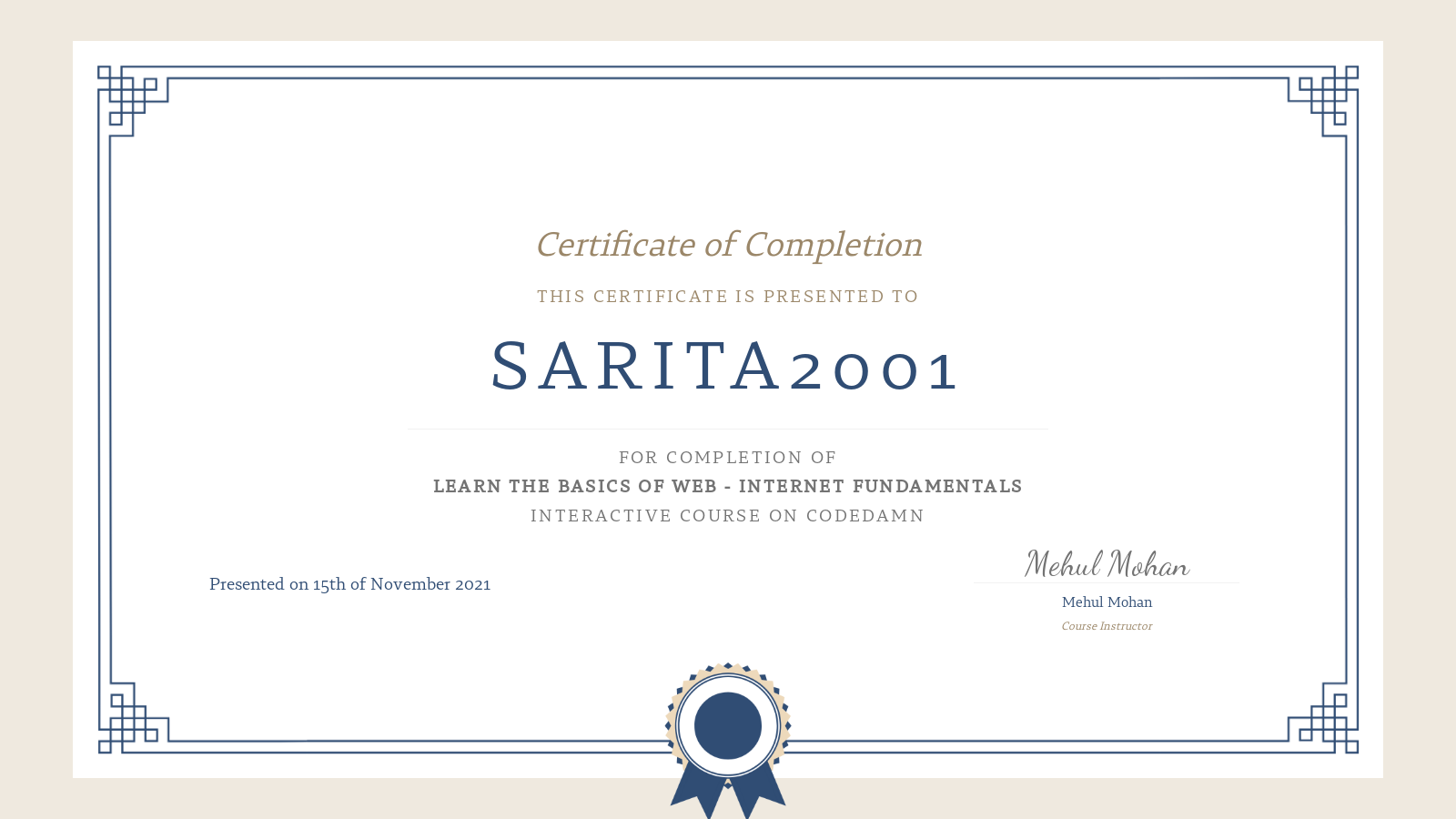 Sarita2001s Certification For Learn The Basics Of Web Internet Fundamentals Codedamn 8672
