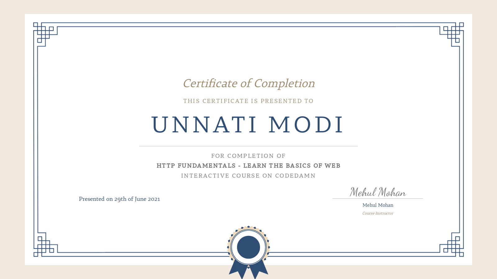Unnati Modis Certification For Learn The Basics Of Web Internet Fundamentals Codedamn 5522