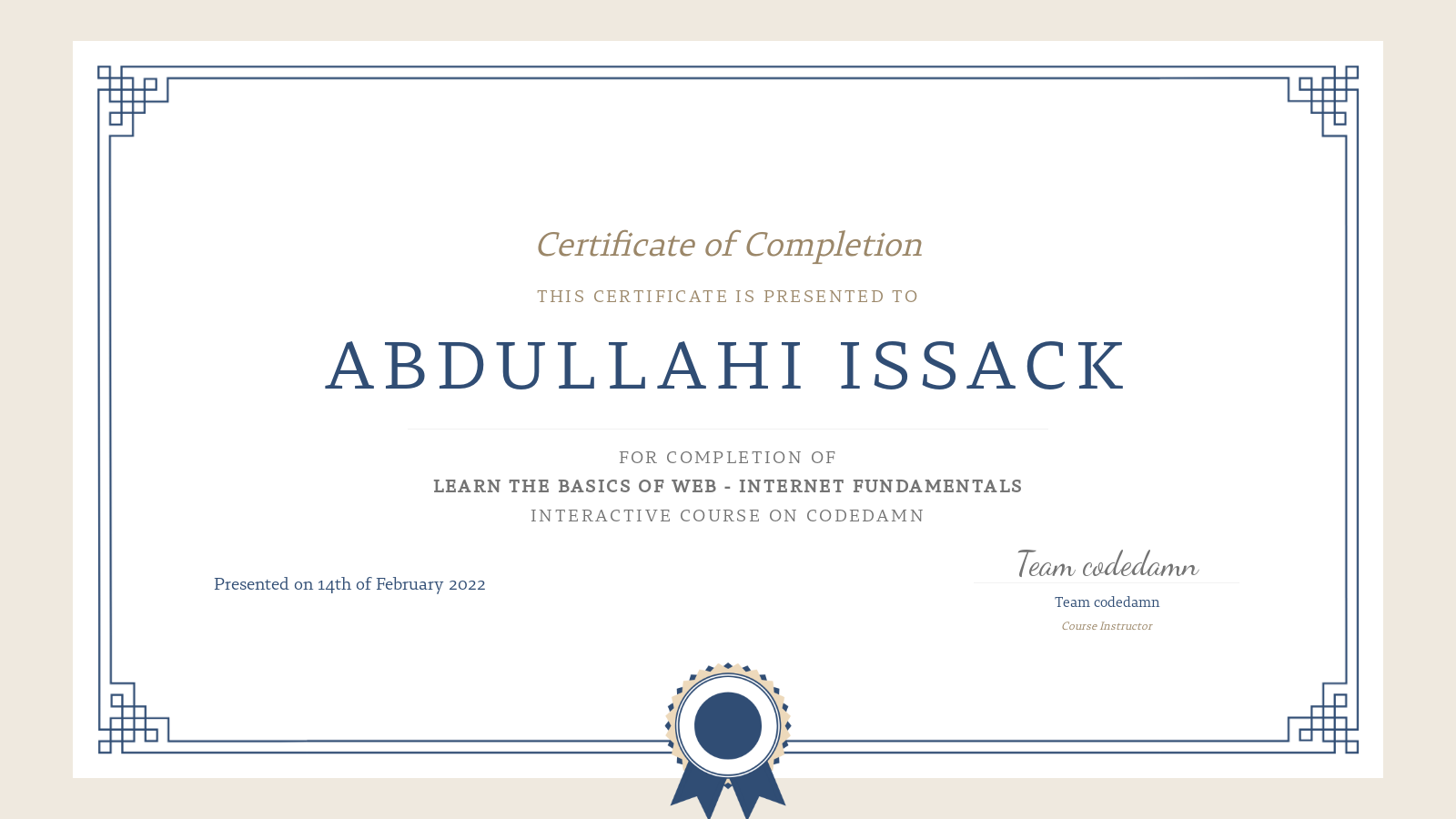 Abdullahi issack Mohamed 's certification for Learn the basics of web ...