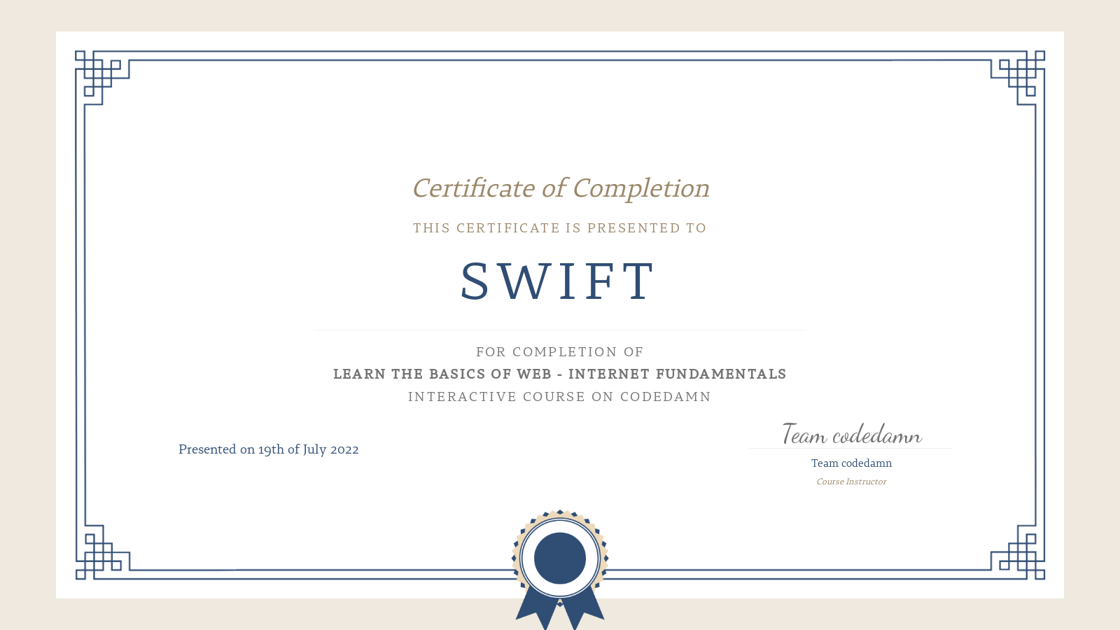 Swift's certification for Learn the basics of web - Internet ...