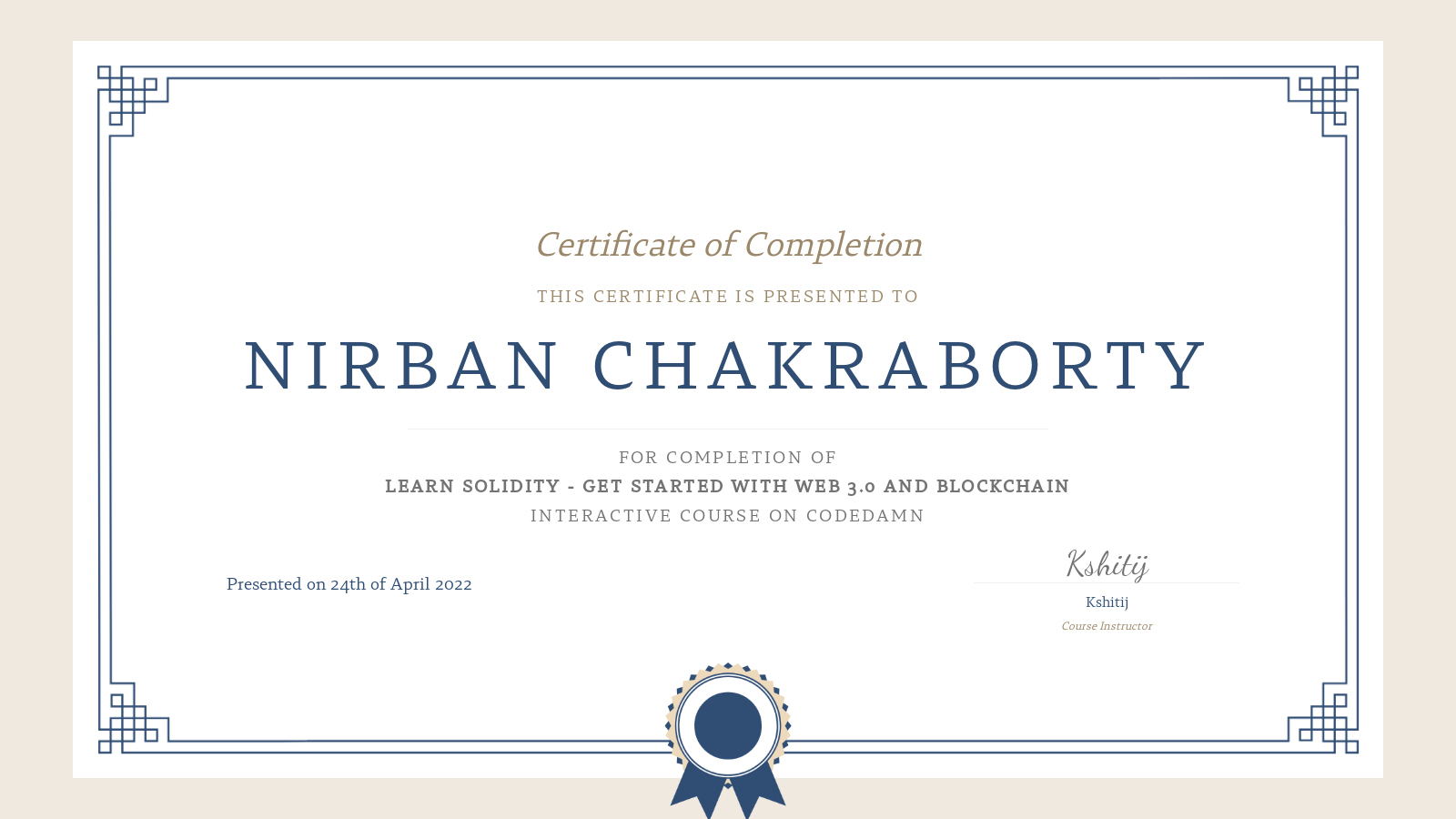 Nirban Chakraborty S Certification For Learn Solidity Get Started With Web 3 0 And Blockchain