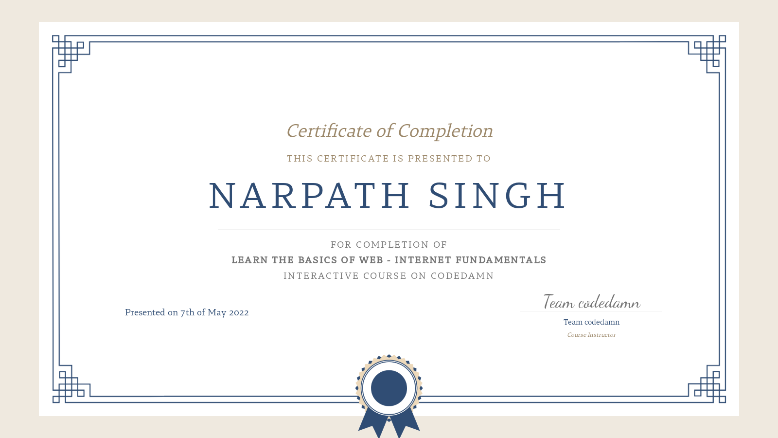 Narpath Singh's certification for Learn the basics of web - Internet ...