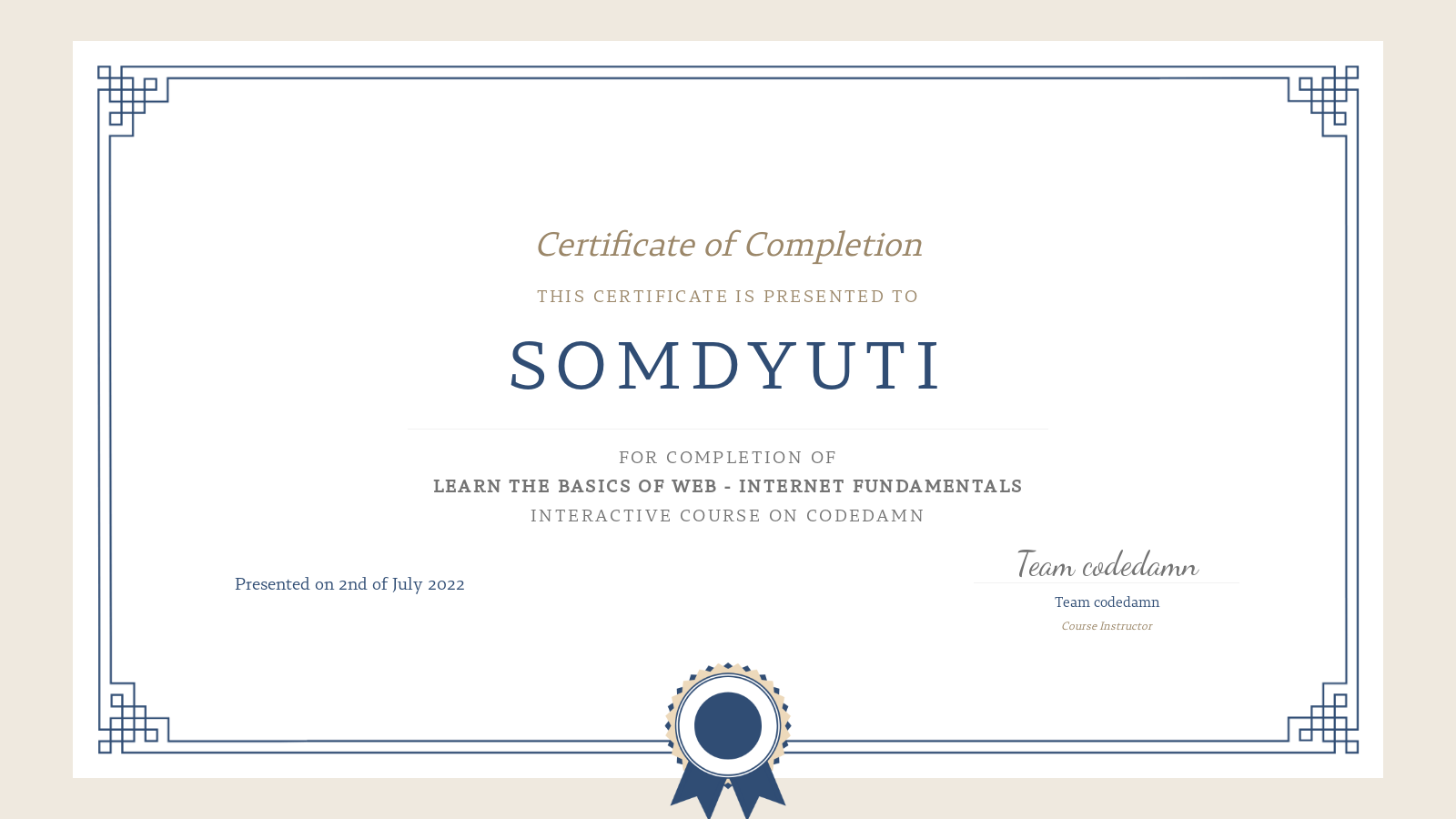 Somdyuti S Certification For Learn The Basics Of Web Internet Fundamentals Codedamn